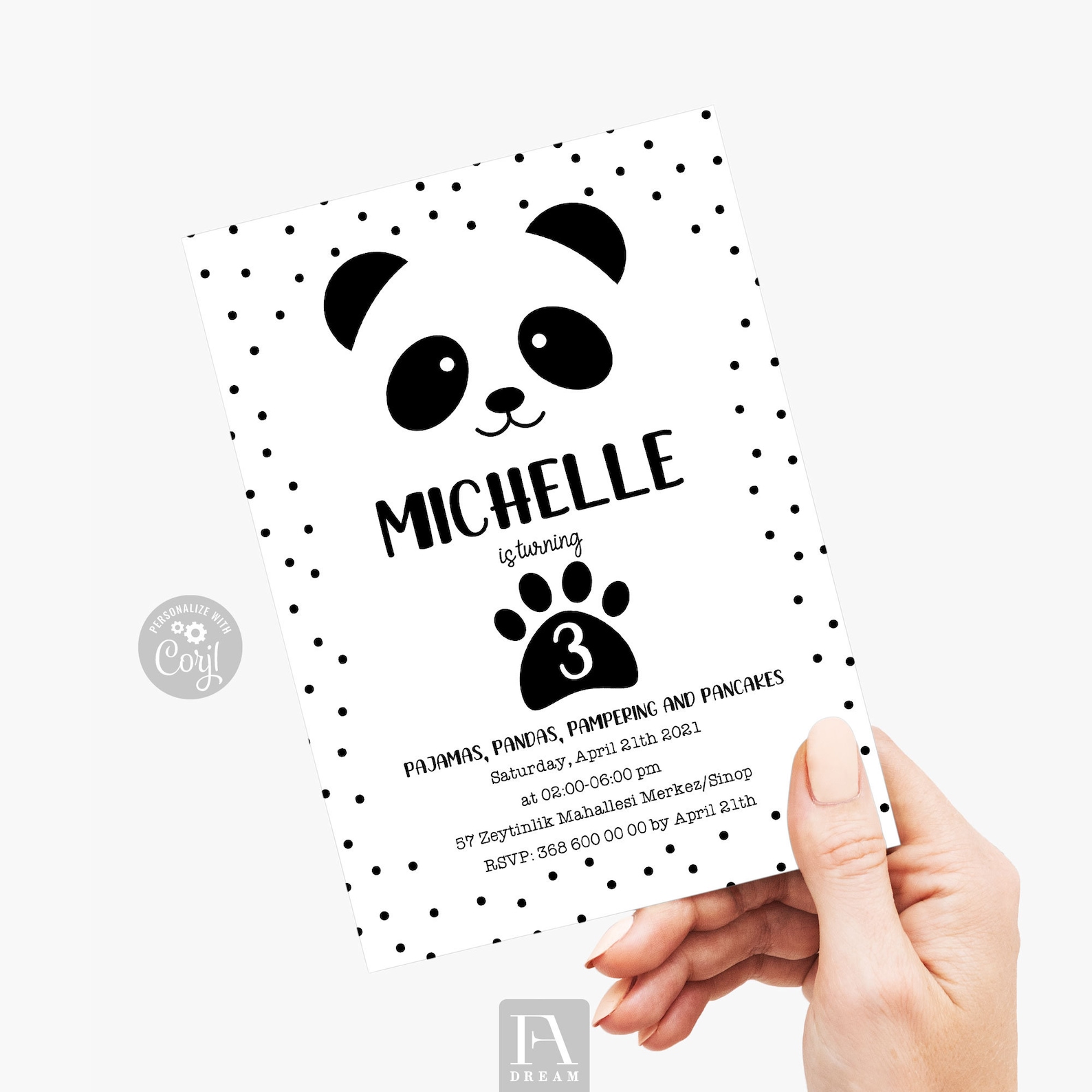 Panda Invitation, Panda Birthday Invite, Panda Party Decor, Panda ...