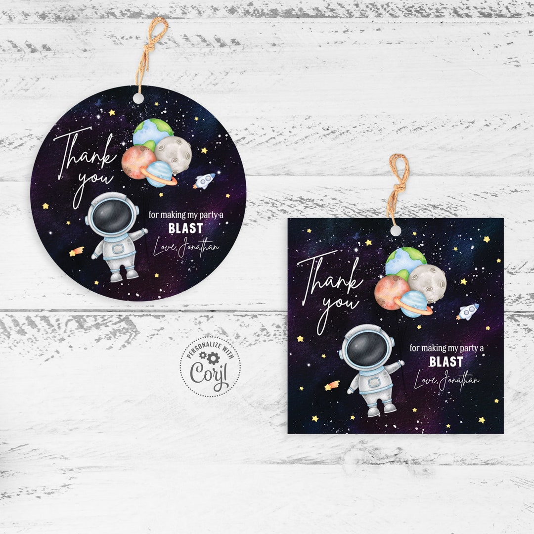Editable Space Favor Tags Outer Space First Trip Birthday - Etsy
