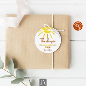 Editable Sun Favor Tags, Sunshine Gift Labels, Girl First Trip Birthday ...