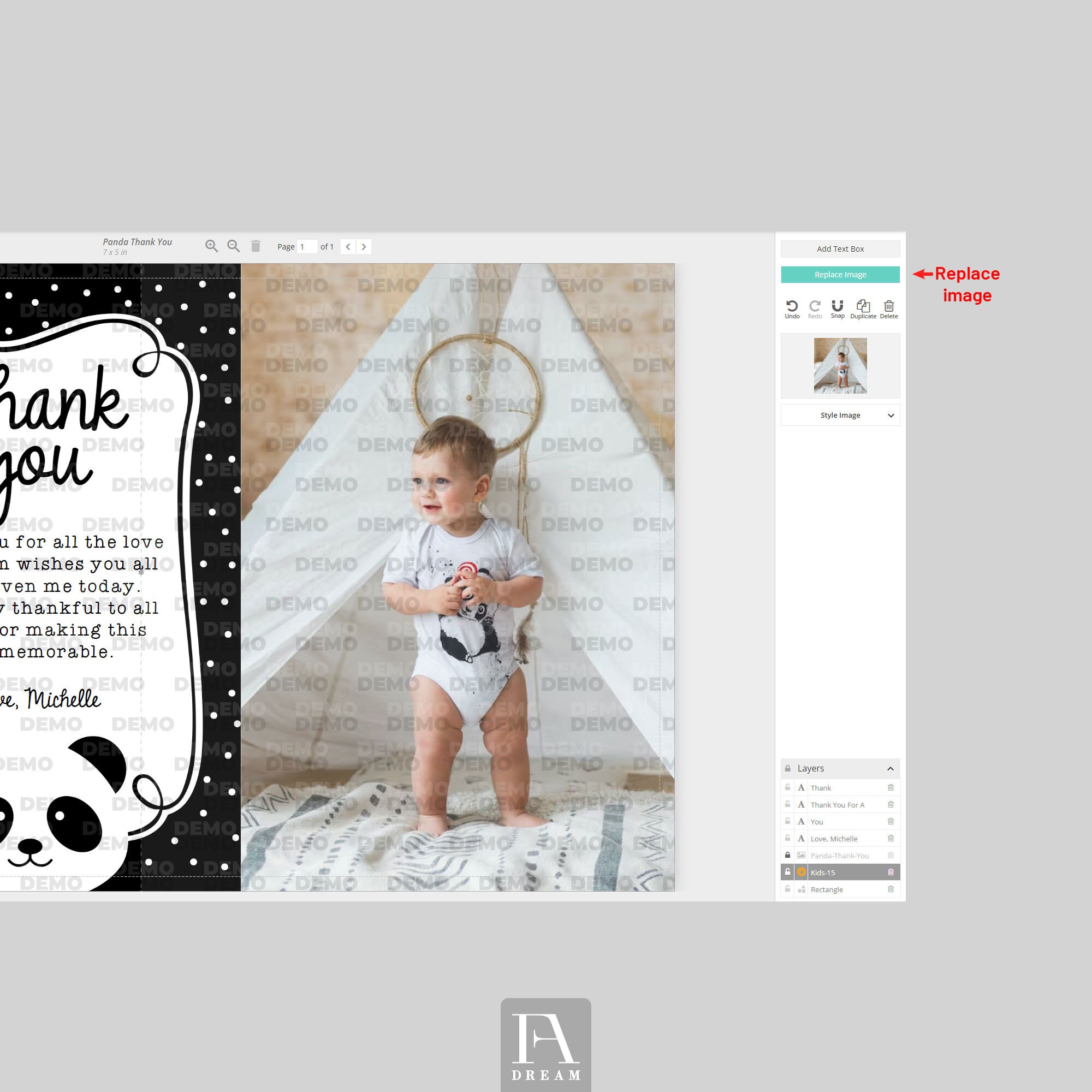 Editable Panda Thank You Card Template Wild One Birthday - Etsy