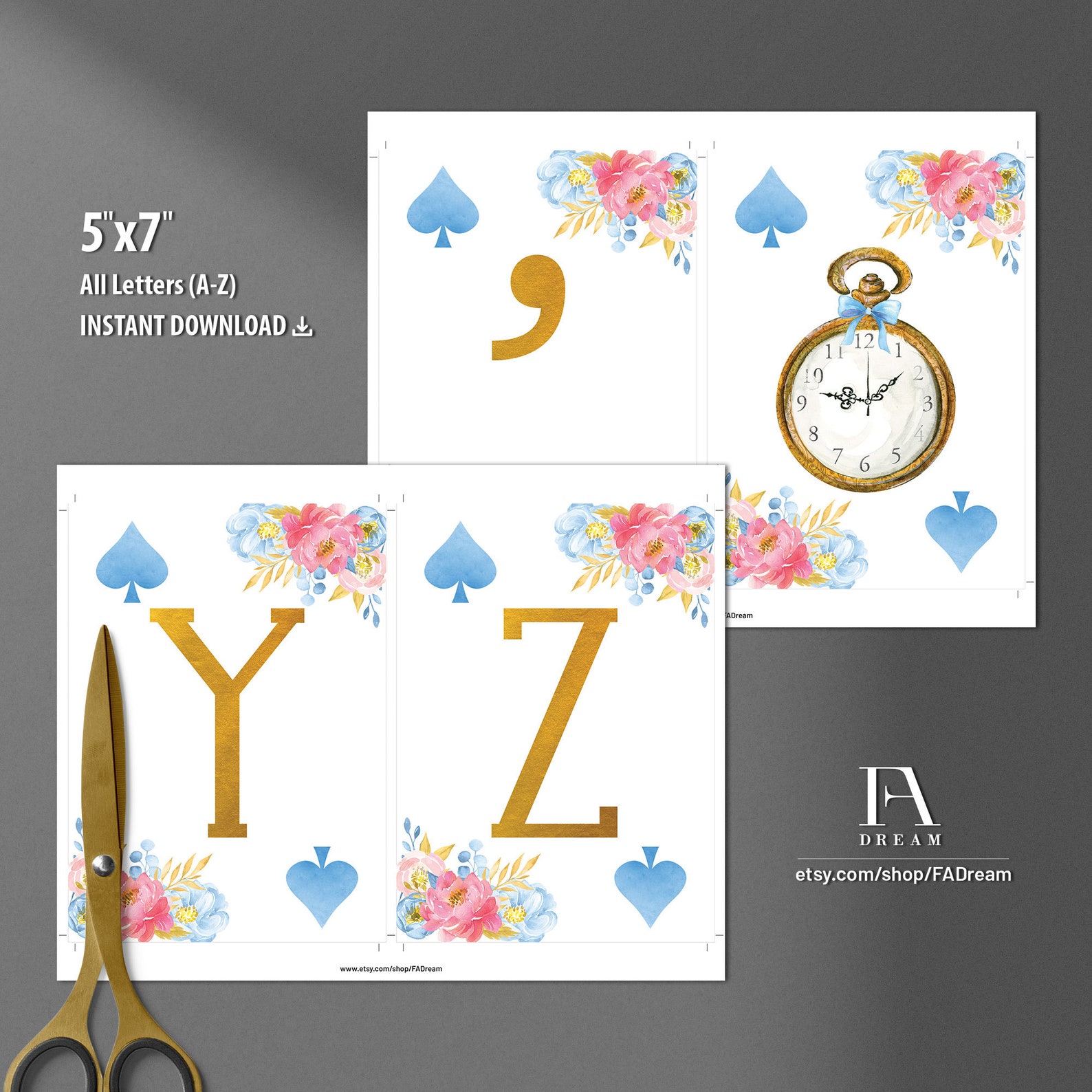 Alice in Wonderland Alphabet A-Z Banner Alice in Wonderland - Etsy