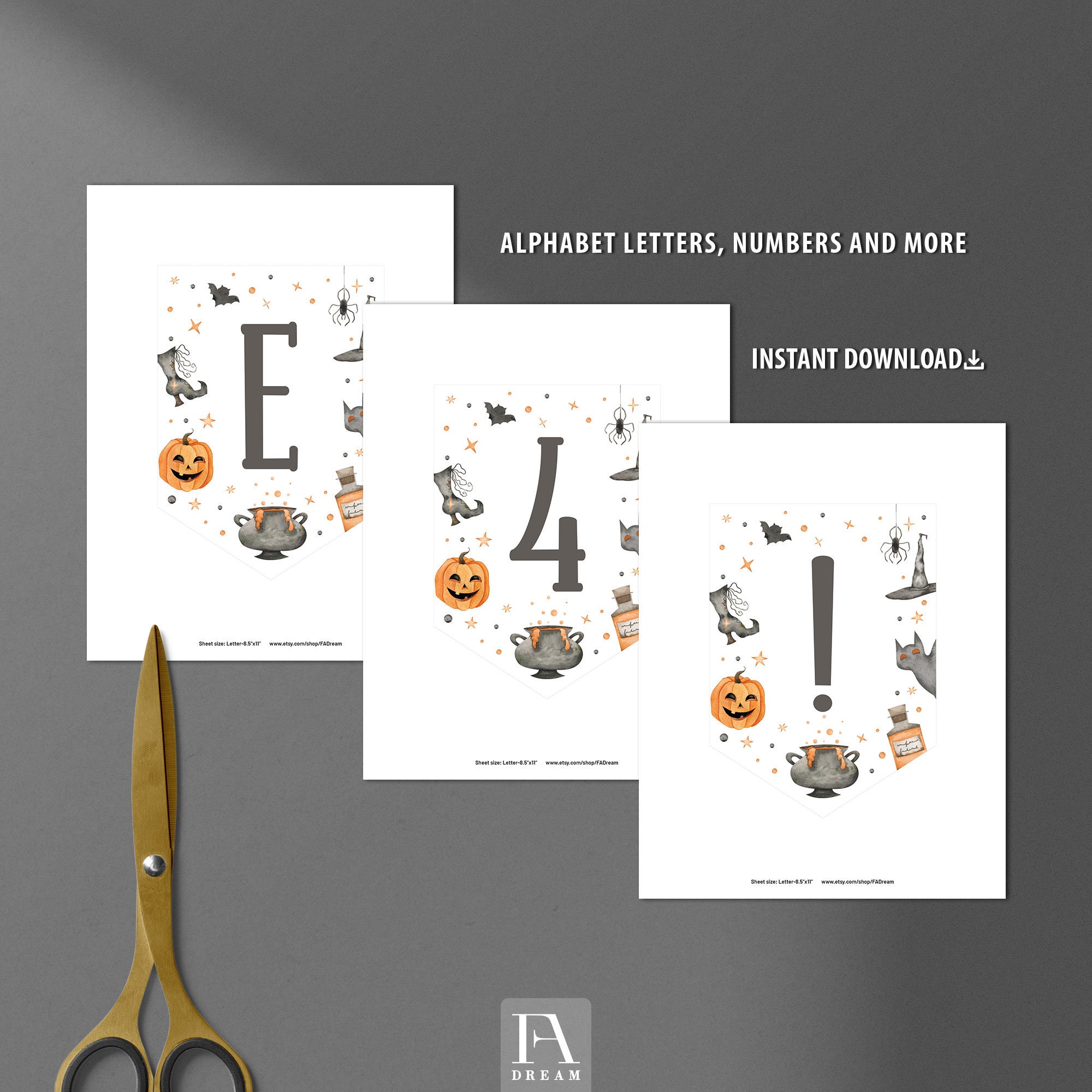 Halloween Alphabet A-Z Numbers Symbols Banner, Spooktacular Bunting ...