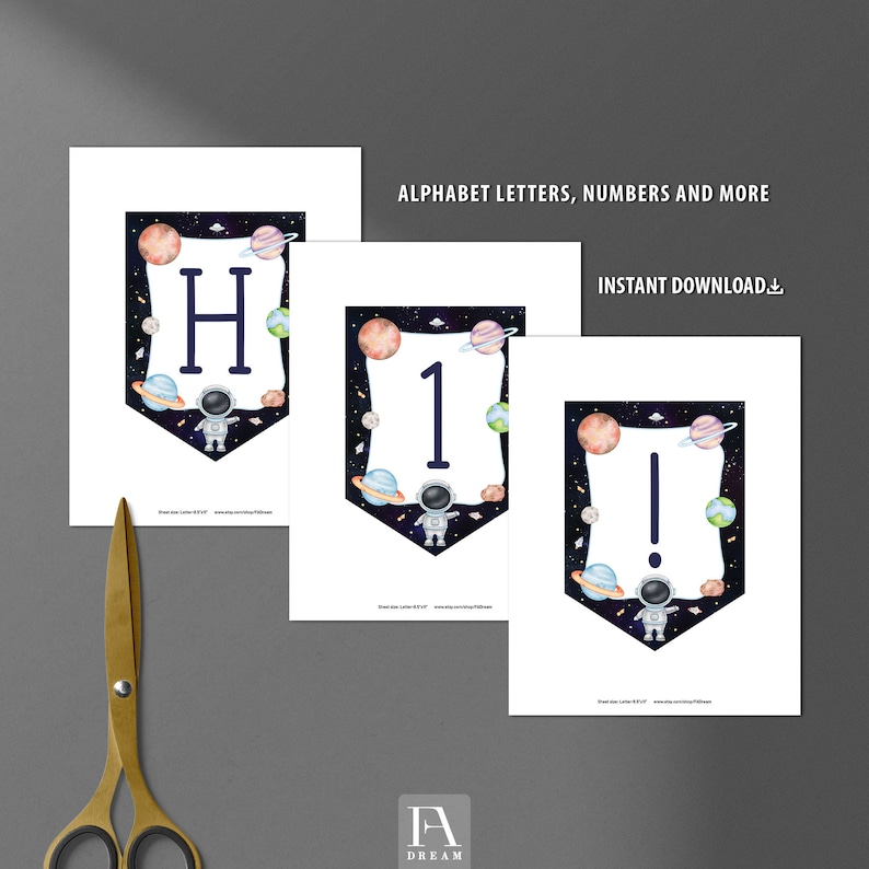 Space Alphabet A-Z Numbers Symbols Banner Outer Space Galaxy - Etsy
