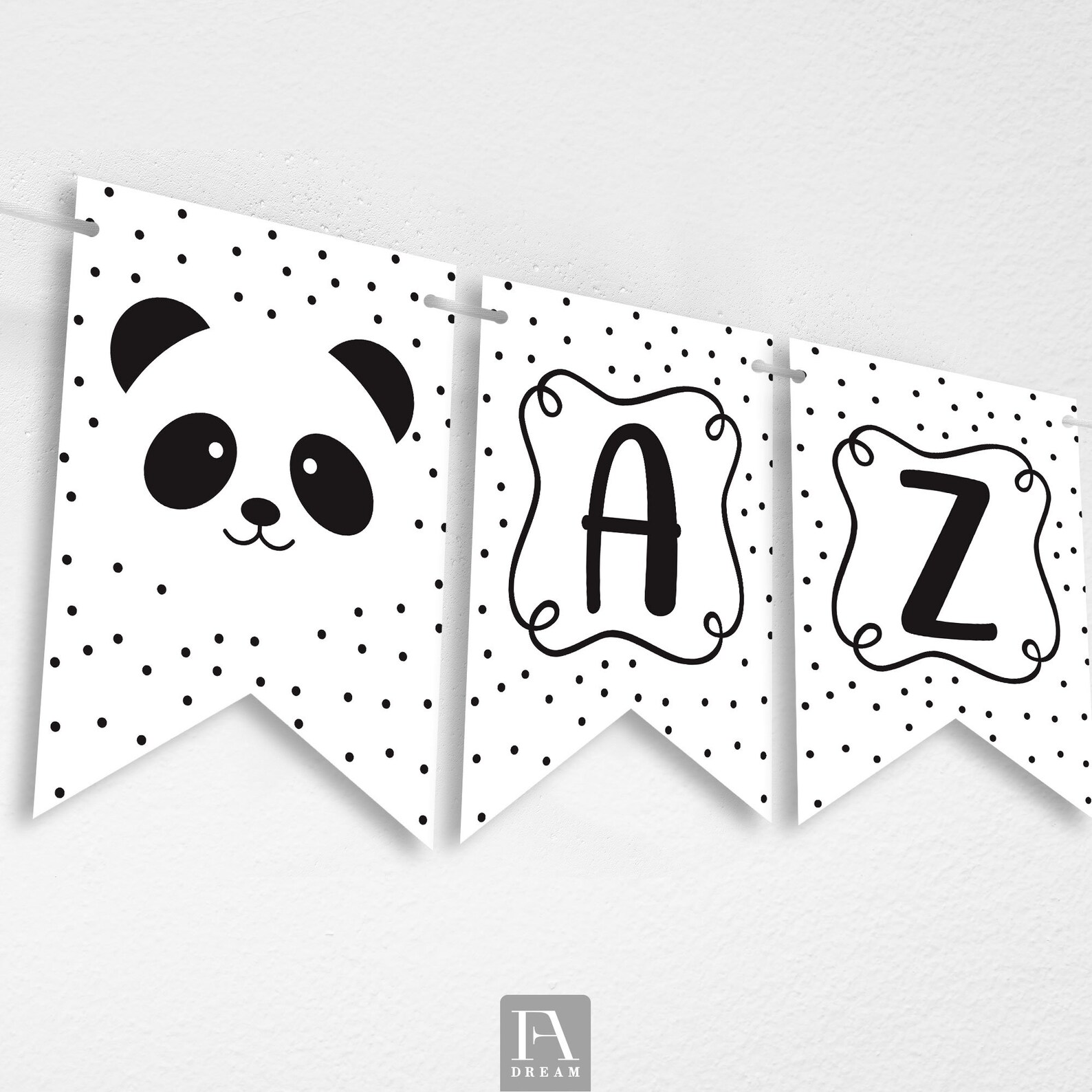 Panda Alphabet A-Z Numbers Symbols Banner, Wild One Party Decor, Panda ...