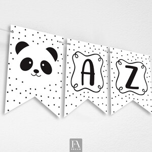 Panda Alphabet A-Z Numbers Symbols Banner, Wild One Party Decor, Panda ...