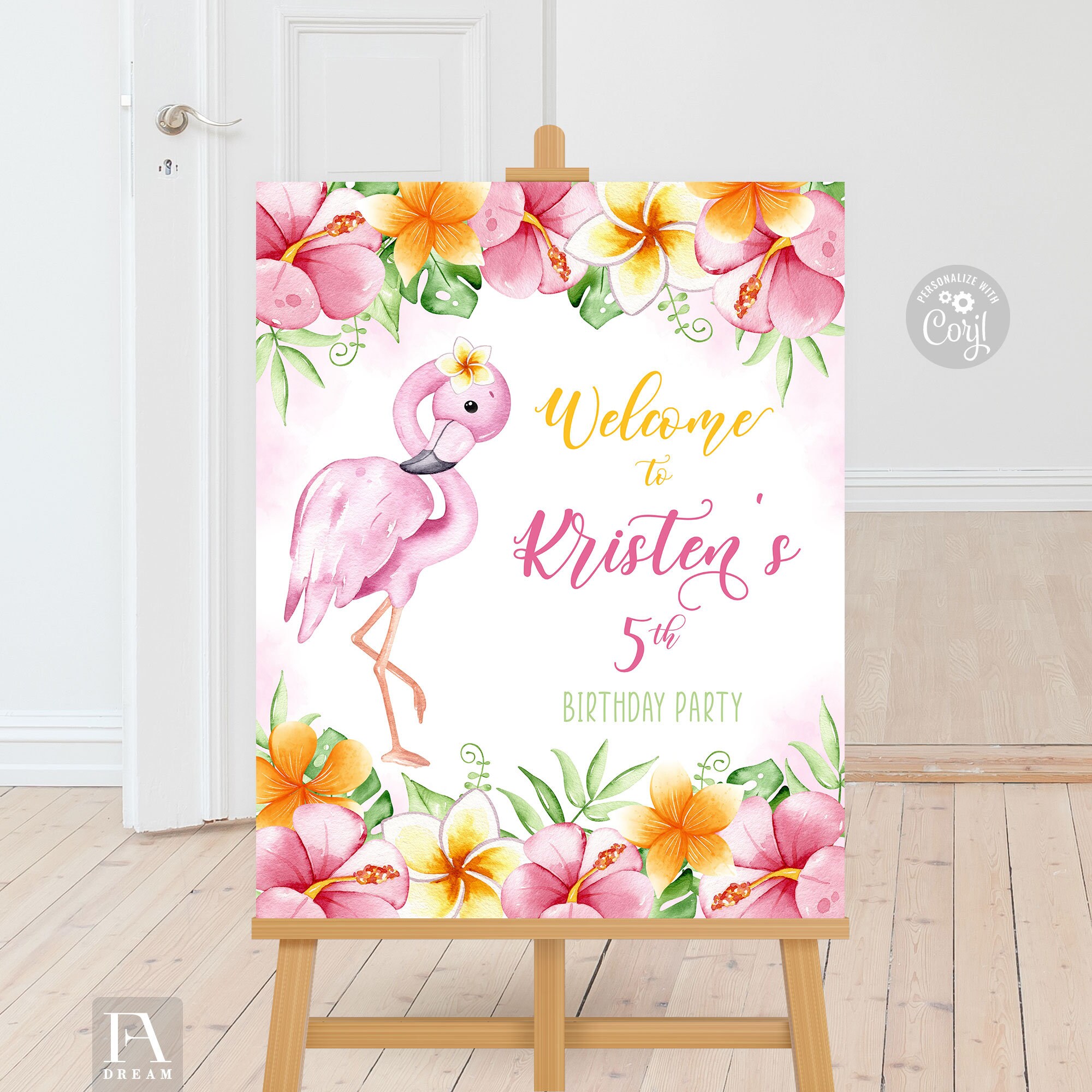 Flamingo Welcome Sign Summer Birthday Party Welcome Board Sign Decor ...