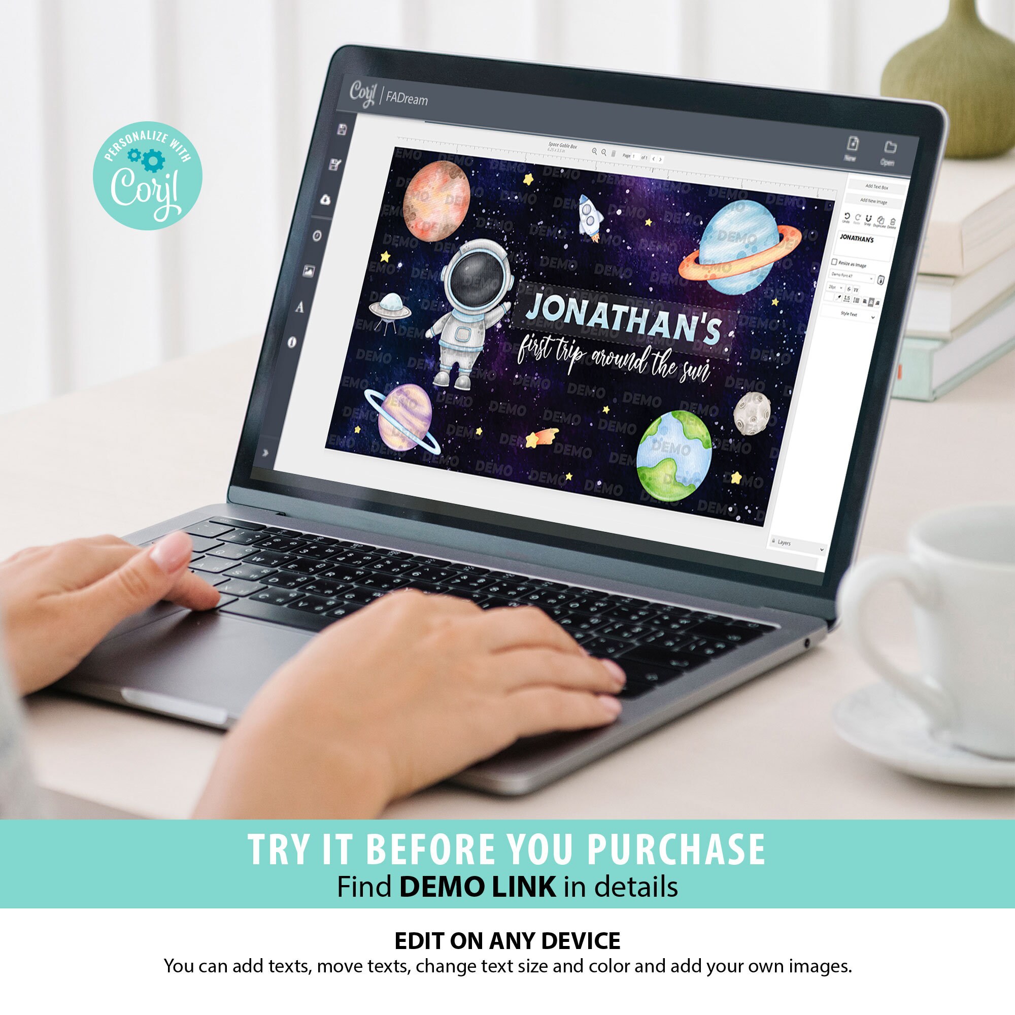 Editable Space Gable Box Label Template Outer Space Girl First - Etsy