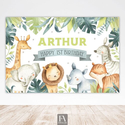 Safari Birthday Backdrop Safari Birthday Banner Printable - Etsy
