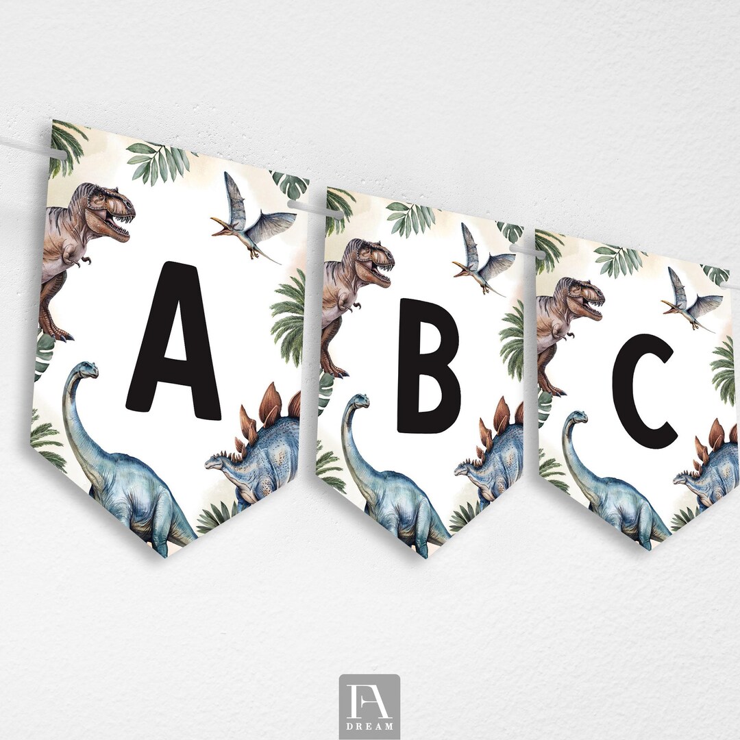 Dinosaur Birthday Party Banner, Roaring Dino Celebration Decor ...
