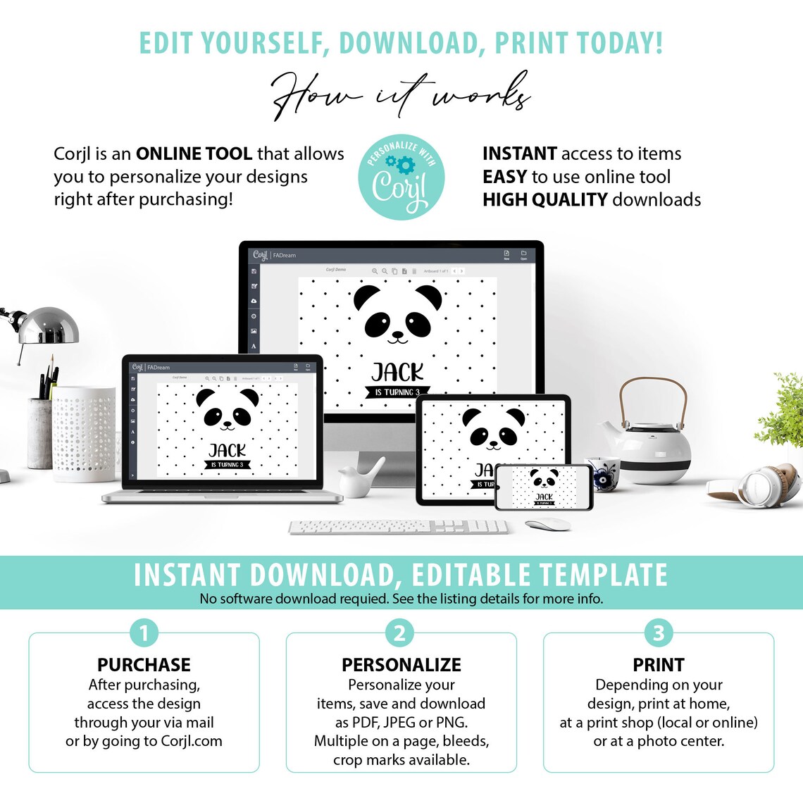 Panda Backdrop Banner Panda Animal Birthday Party Wild One 1 St ...