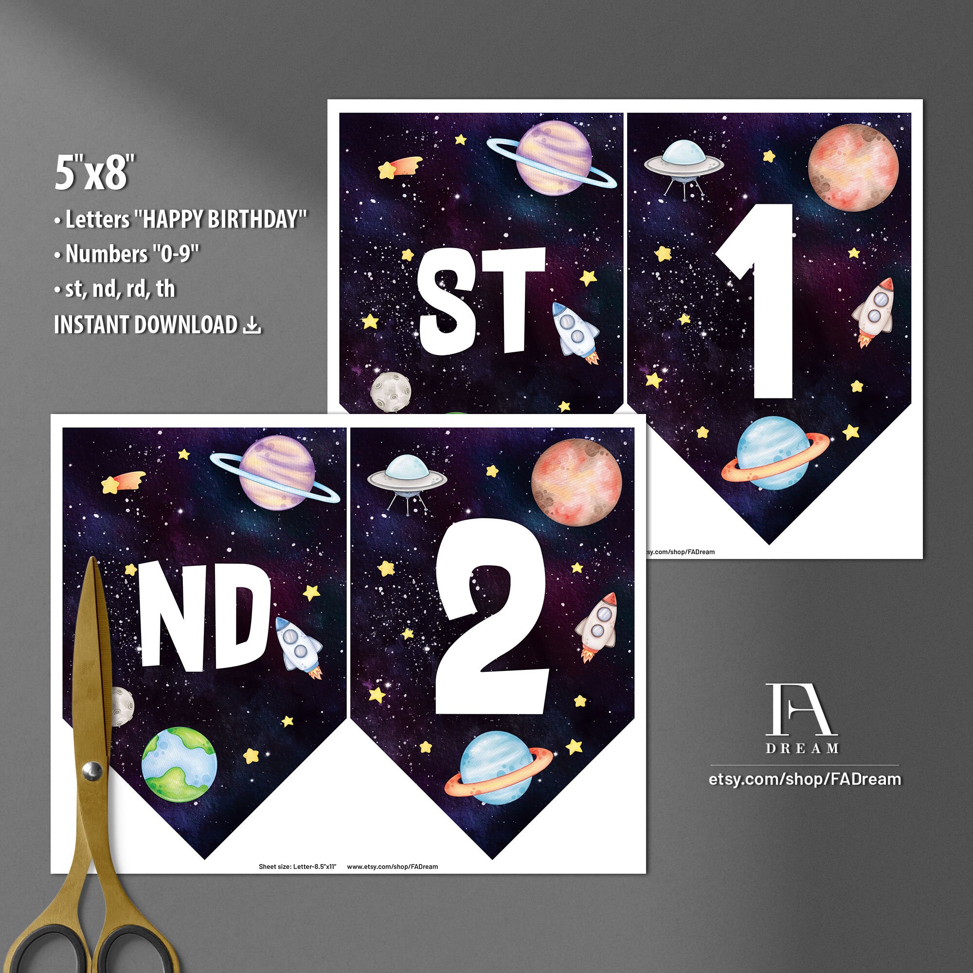 Outer Space Happy Birthday Banner Space First Birthday - Etsy