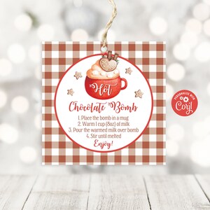 Editable Hot Chocolate Bomb Tags Bomb Instructions Holiday Stickers ...