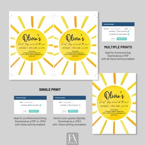 Editable Sun Birthday Invitation, Sunshine Party (digital Download) - Etsy