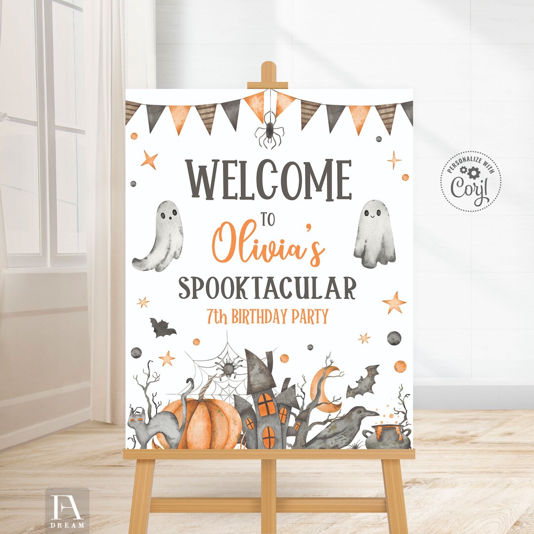 Editable Halloween Birthday Welcome Sign Halloween Party - Etsy