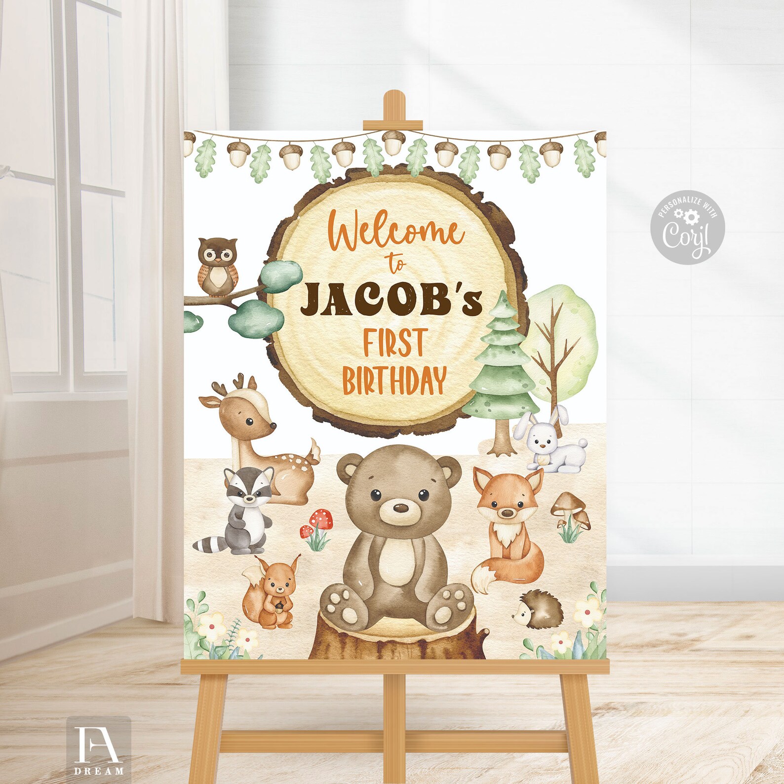 Woodland Welcome Sign, Woodland Birthday Welcome Sign Printable ...