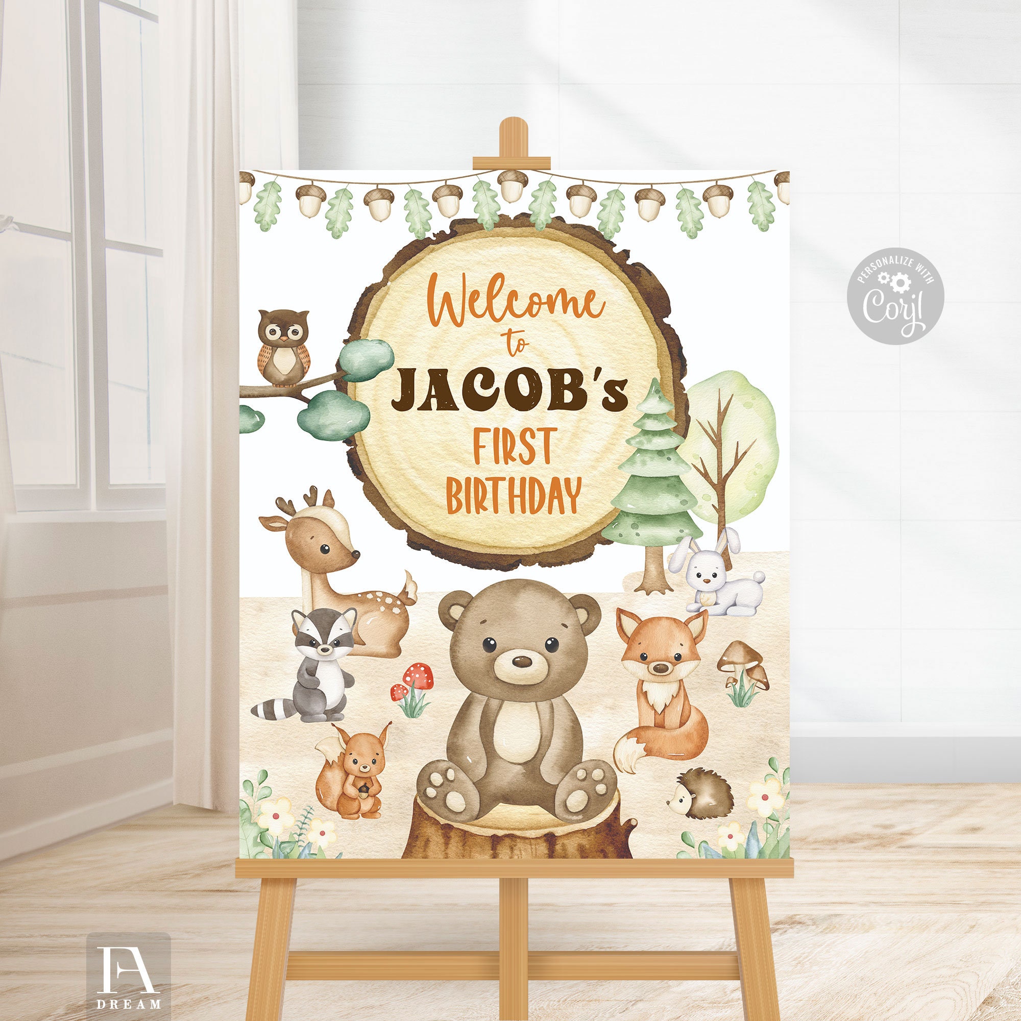 Woodland Welcome Sign, Woodland Birthday Welcome Sign Printable ...