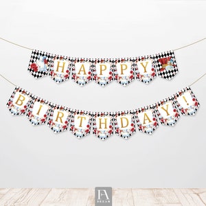 Alice Gold Happy Birthday Banner, Alice in Wonderland Party Banner ...