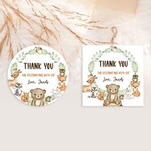 Woodland Favor Tag Template, Animal Birthday Party Thank You Gift Tag ...