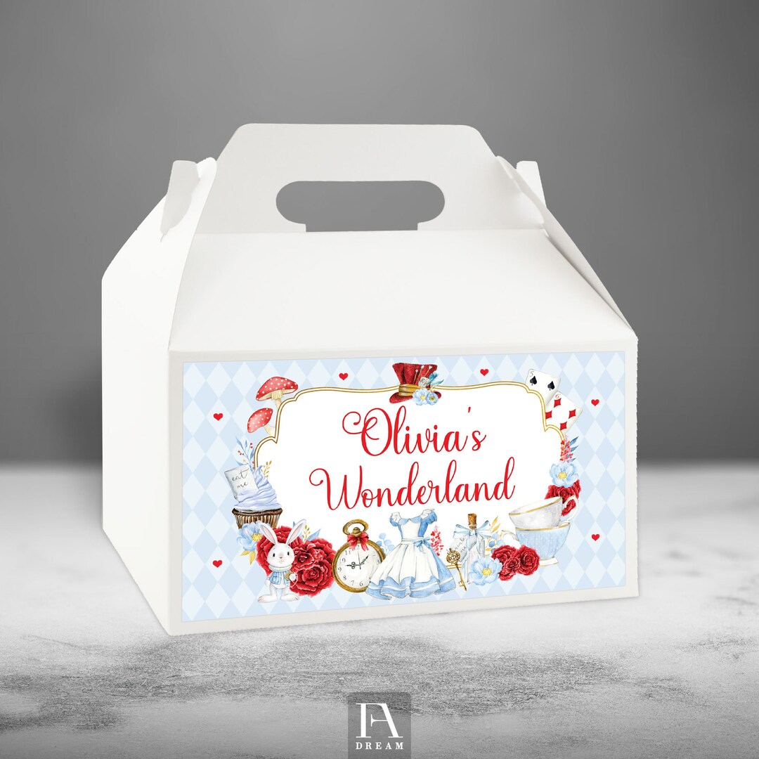 Editable Alice Gable Box Label Template Alice in Wonderland Girl First ...