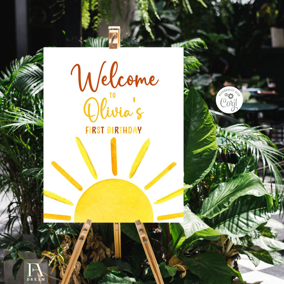 Editable Sun Welcome Sign, Sun Birthday Welcome Sign Template Printable ...