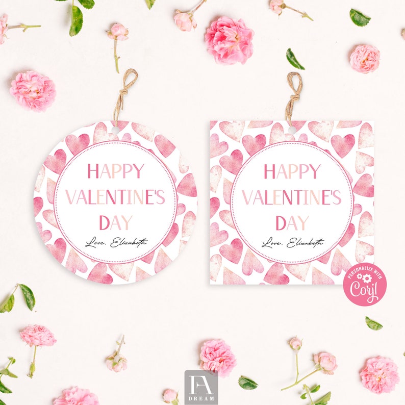 Editable Valentine's Day Tags Custom Valentine's - Etsy