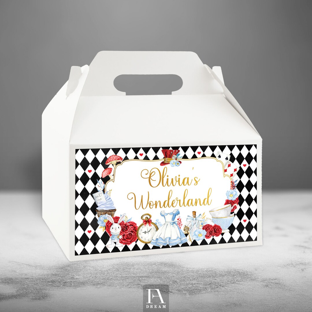 Editable Alice Gable Box Label Template Alice in Wonderland Girl First ...