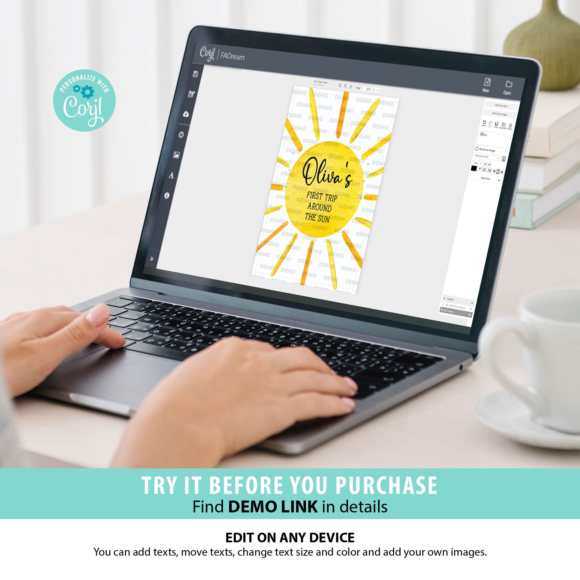 Editable Sun Capri Sun Labels, First 1st Birthday Party Juice Labels ...