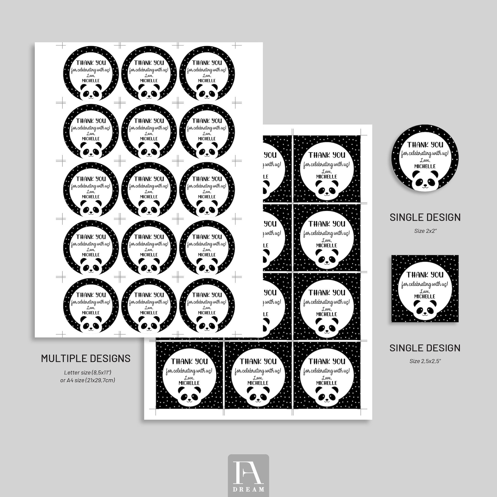 Panda Favor Tag Template Panda Birthday Party Thank You Gift - Etsy