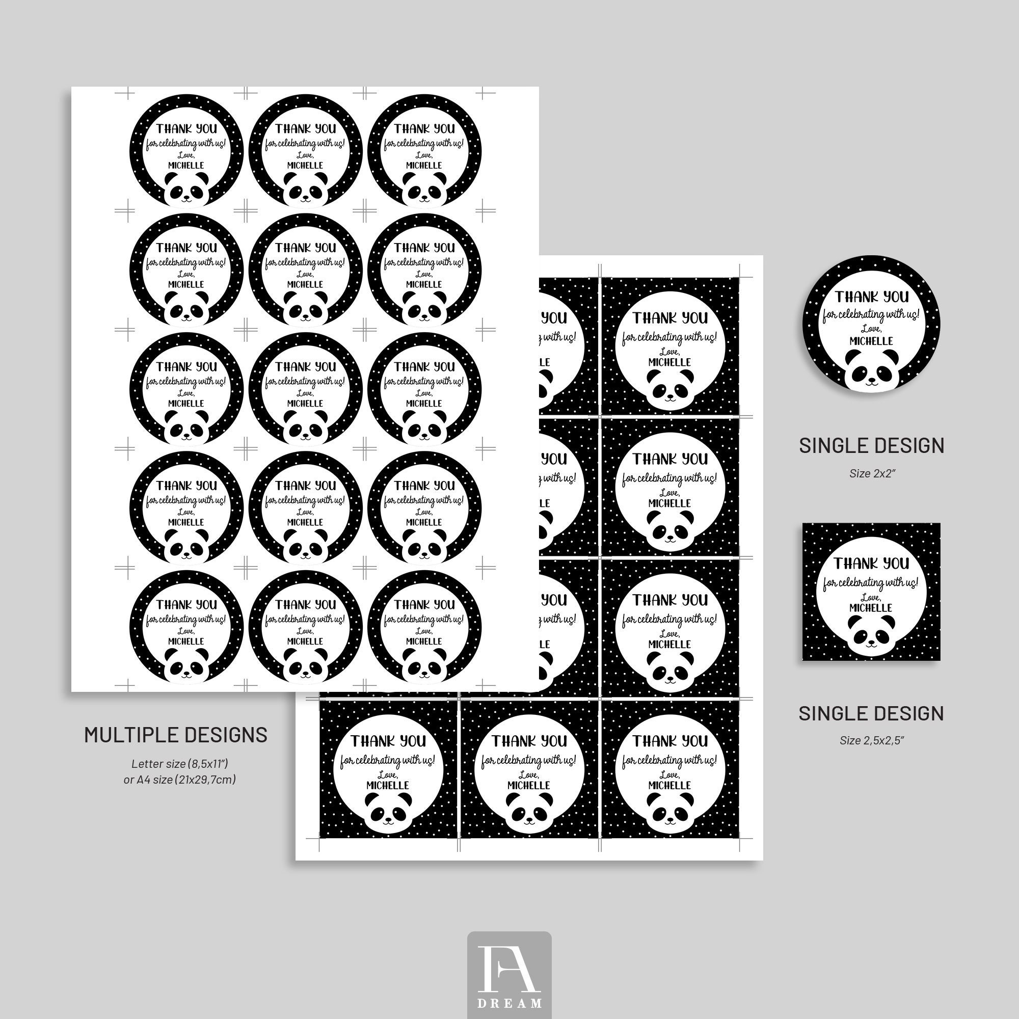 Panda Favor Tag Template Panda Birthday Party Thank You Gift - Etsy