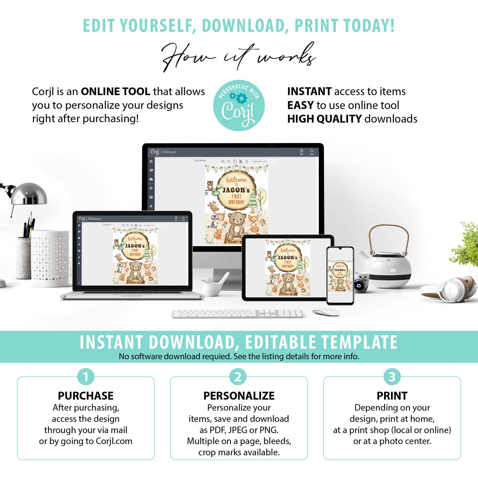 Woodland Welcome Sign, Woodland Birthday Welcome Sign Printable ...