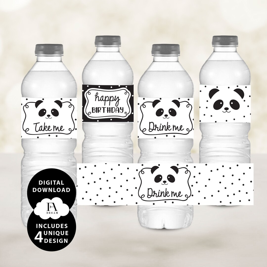 Panda Water Labels, Water Bottle Labels, Water Bottle Labels With Panda ...