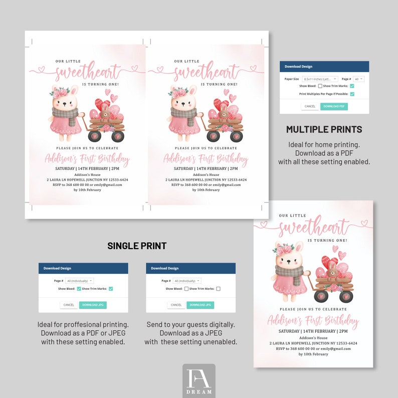 Editable Sweetheart Birthday Invitation Rabbit Birthday Party - Etsy