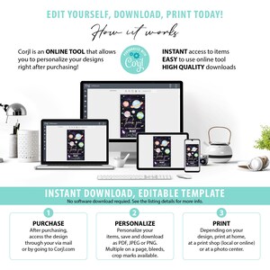 Editable Space Favor Tag Template, Outer Space First Trip Around the ...