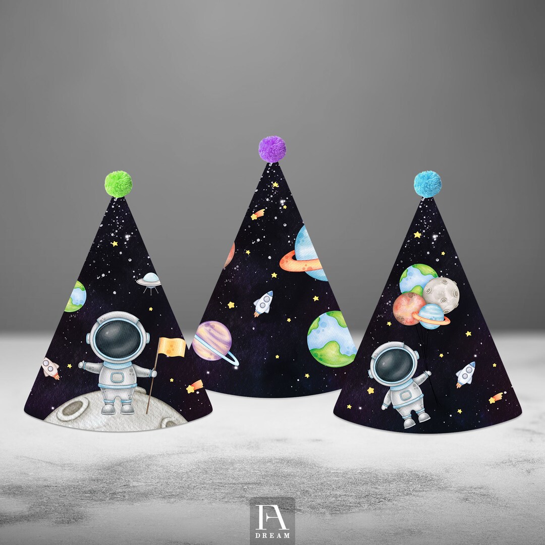 Printable Outer Space Party Hats Planet Birthday Party Boy Astronaut ...