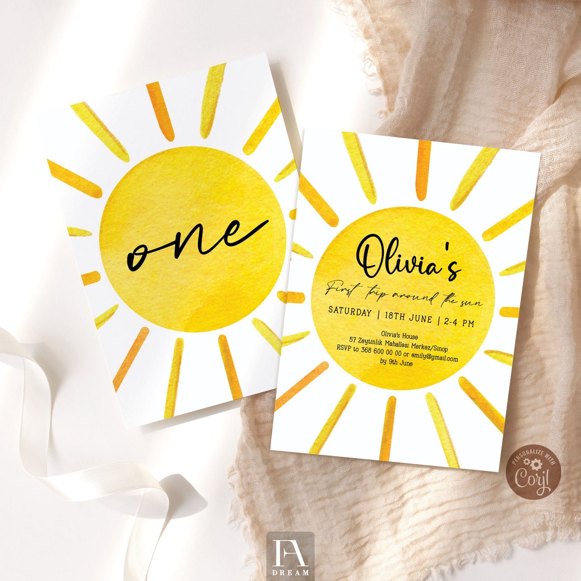 Editable Sun Birthday Invitation Sunshine Birthday Party - Etsy