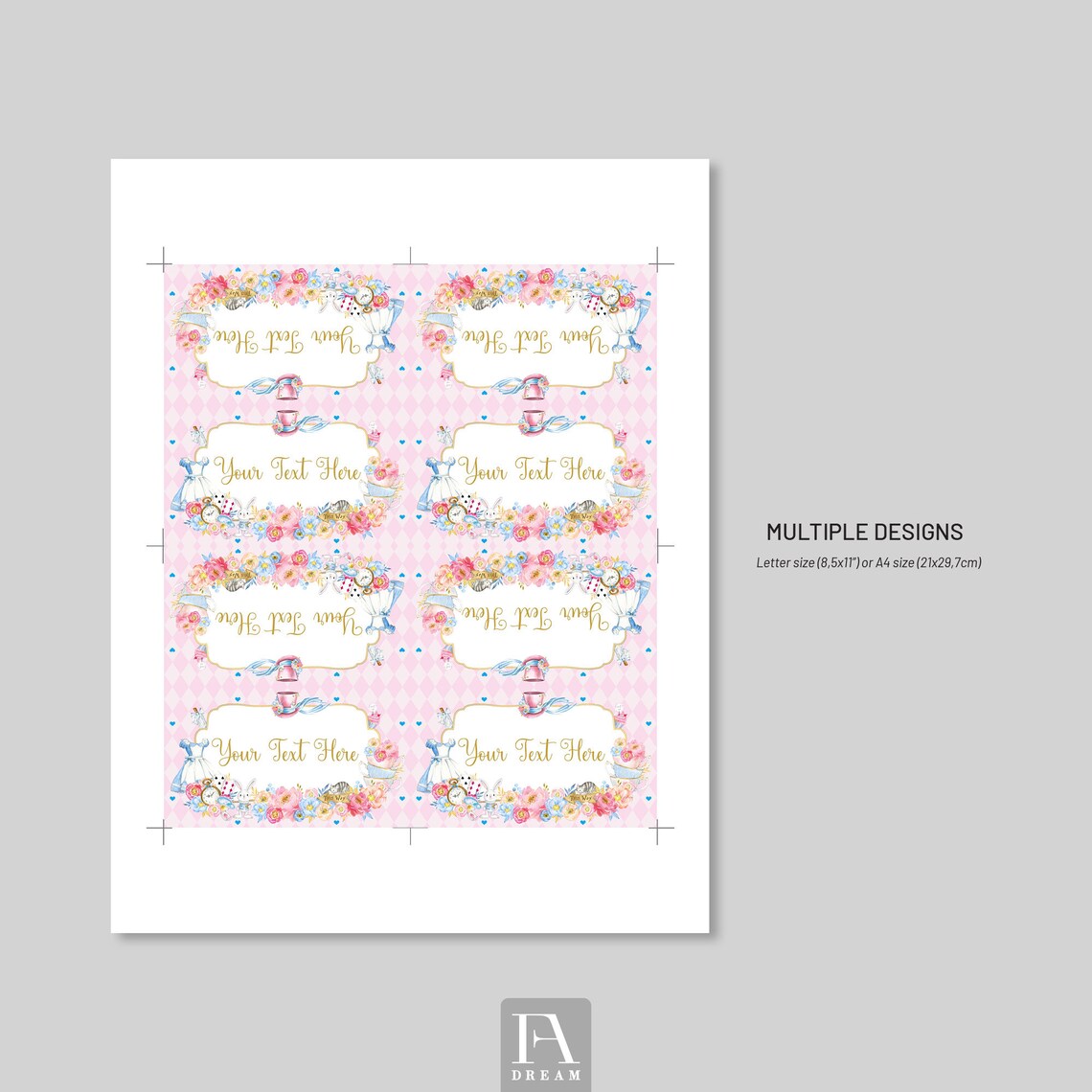 Alice Food Label Template, Editable Alice in Wonderland First 1st ...