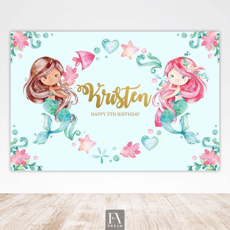 Under the Sea Birthday Backdrop, Mermaid Birthday Backdrop Banner Decor ...