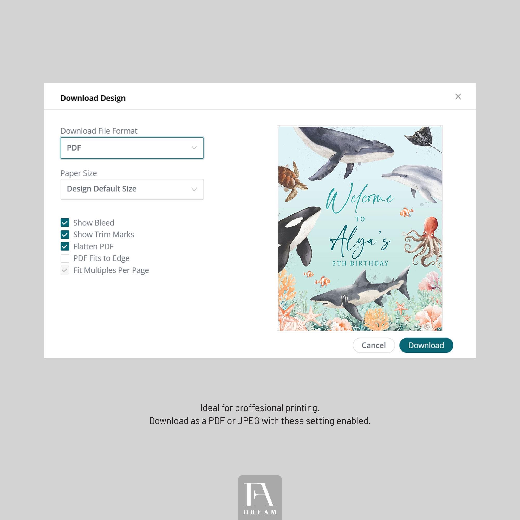 Editable Under the Sea Welcome Sign Template, Printable Ocean Theme ...