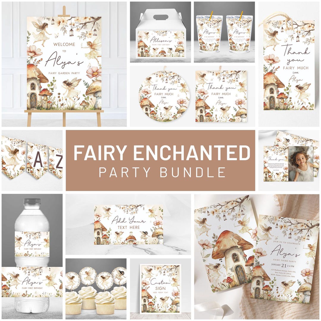 Boho Fairy Birthday Bundle, Enchanted Party Set, Fairy Tale Decorations ...