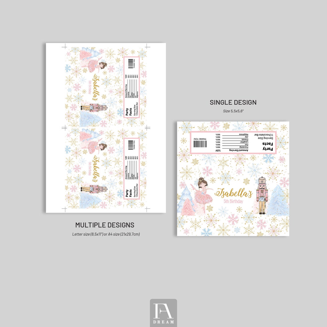 Editable Nutcracker Candy Bar Wrapper Template, Winter Birthday ...