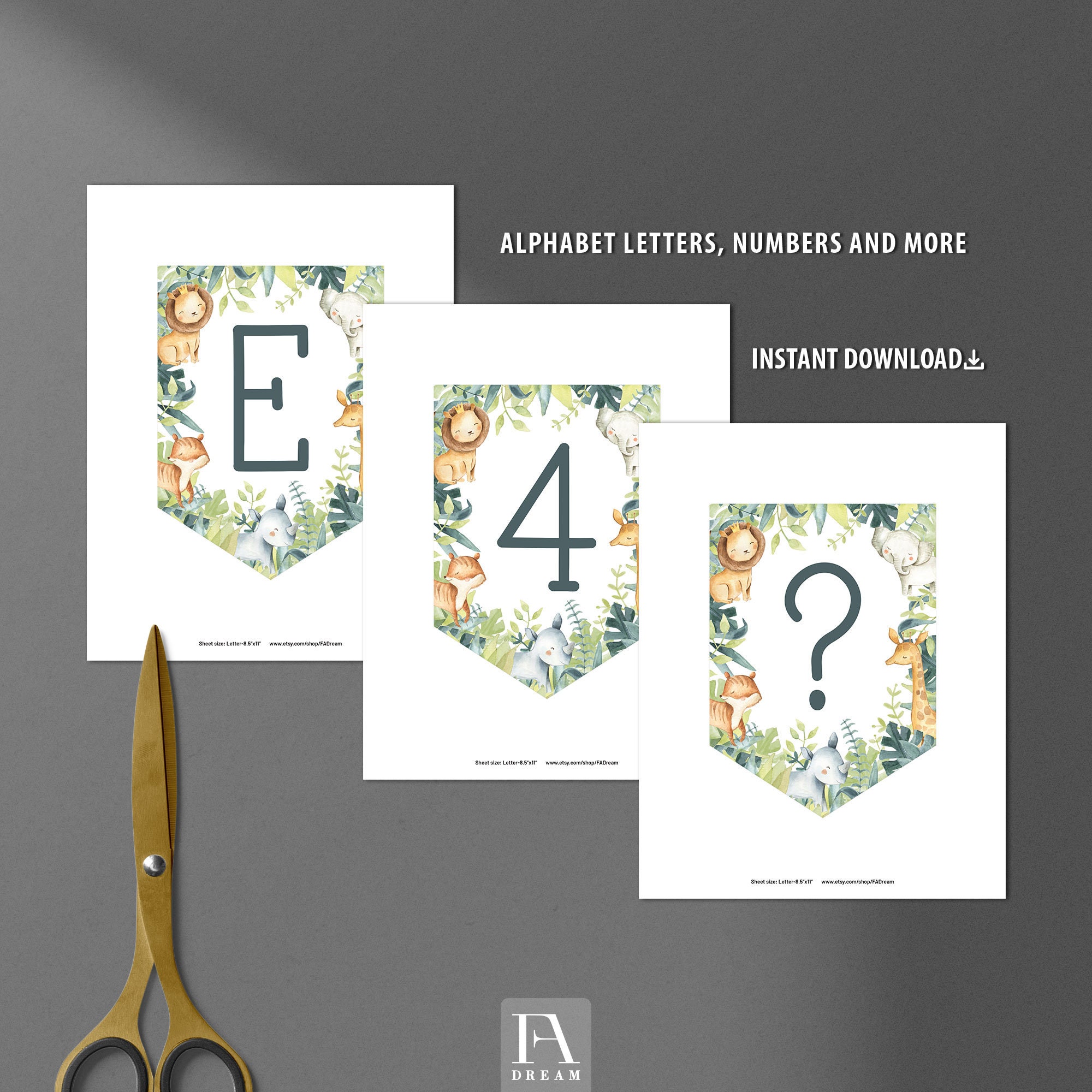 Safari Banner, Jungle Bunting, Wild Animal Flags, Custom Printable ...
