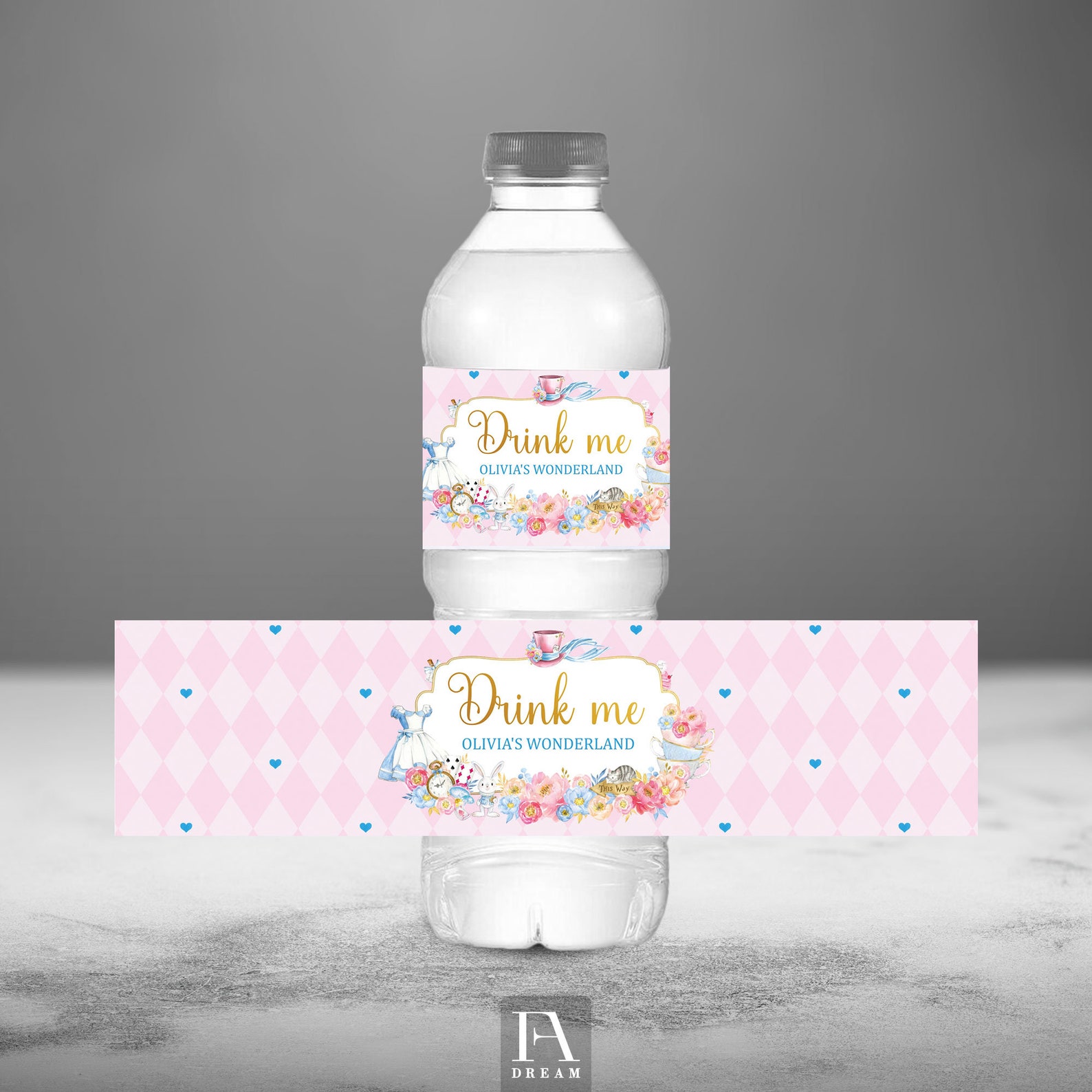 Alice Water Bottle Label Template Editable Alice in - Etsy
