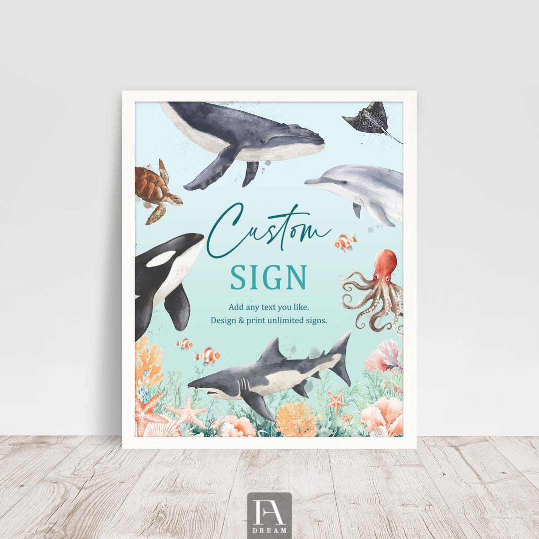 Editable Under the Sea Custom Sign, Ocean Theme Birthday Decor ...