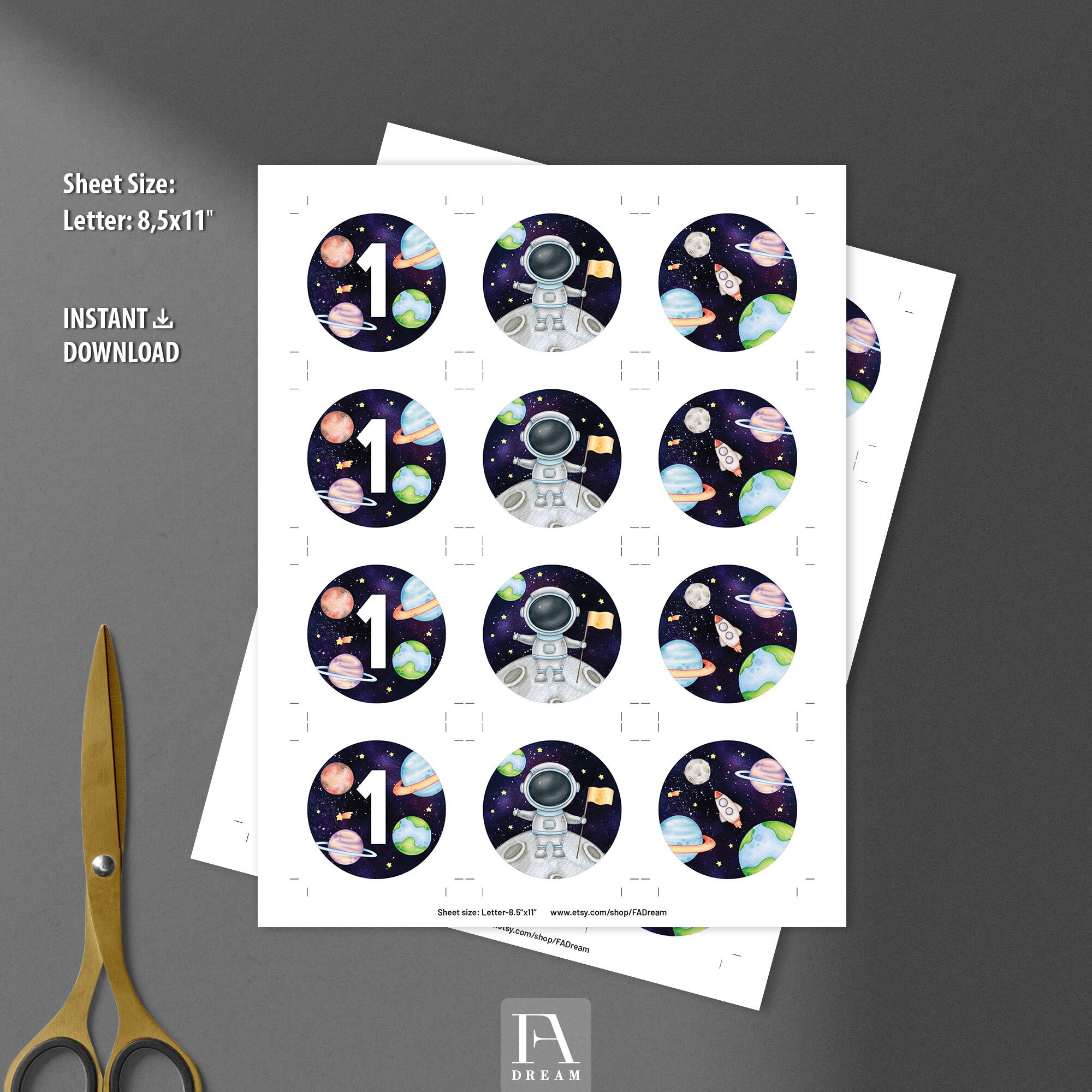 Outer Space Birthday Cupcake Toppers First Trip Around the Sun Favor ...