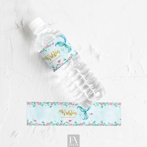 Editable Mermaid Water Bottle Label Template, Under the Sea Birthday ...