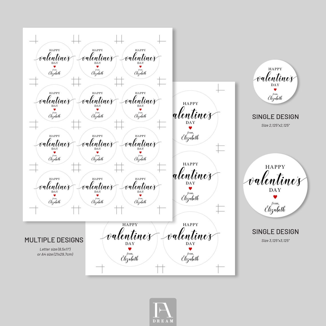 Editable Valentine's Day Tags Custom Valentine's - Etsy