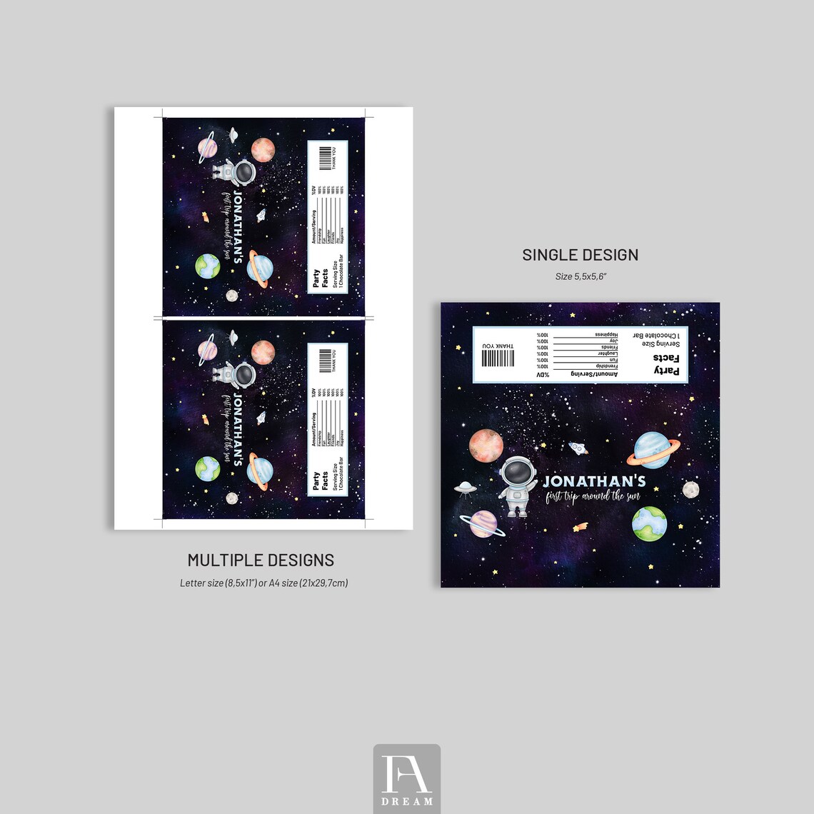 Editable Space Candy Bar Wrapper Label Template Outer Space - Etsy