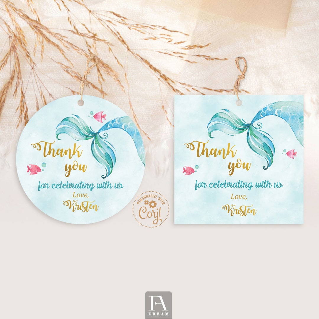 Mermaid Favor Tag Template, Under the Sea Birthday Party Thank You Gift ...