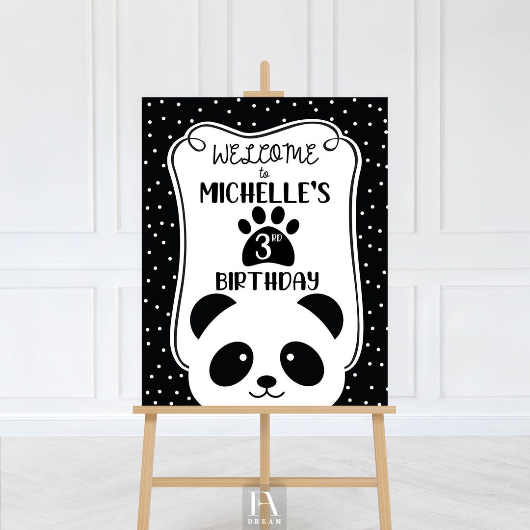 Panda Welcome Sign, Birthday Welcome Sign, Welcome Sign, Panda Sign ...