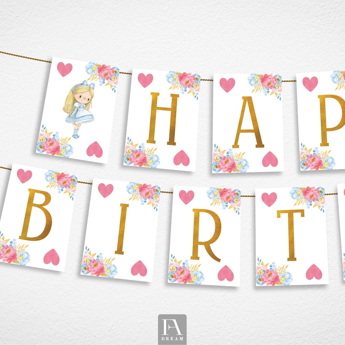 Alice in Wonderland Alphabet A-Z Banner Alice in Wonderland - Etsy